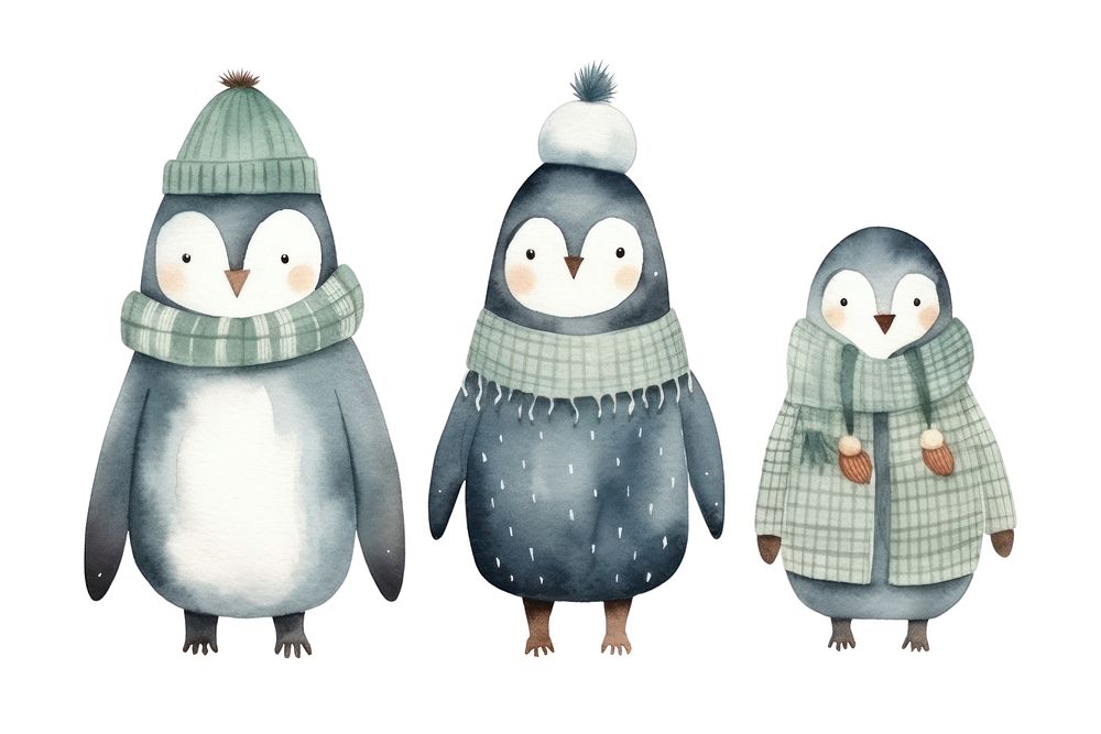 Penguin family animal cartoon winter. | Free Photo Illustration - rawpixel