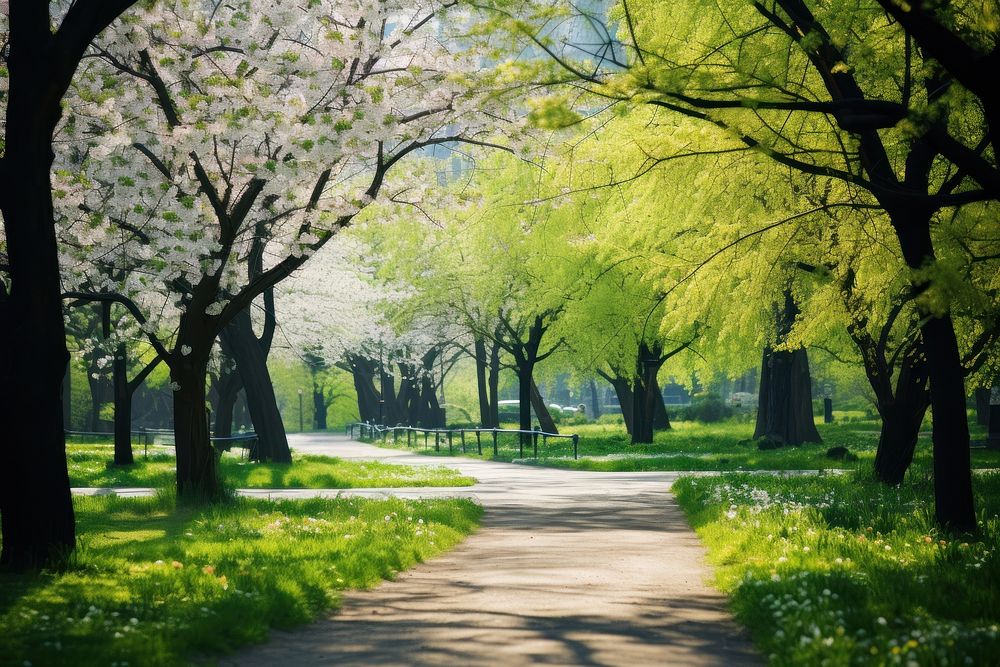 Spring landscape green park. AI | Premium Photo - rawpixel