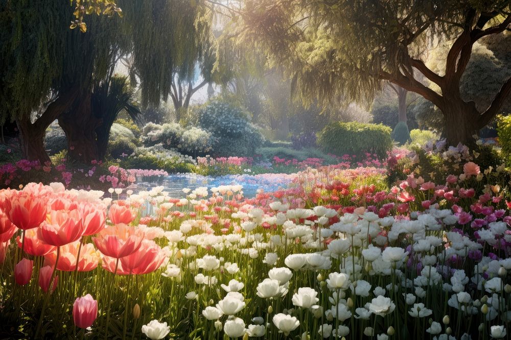 Spring flower garden landscape. | Premium Photo - rawpixel