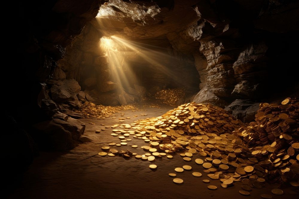 Treasure cave nature gold coin. | Premium Photo - rawpixel