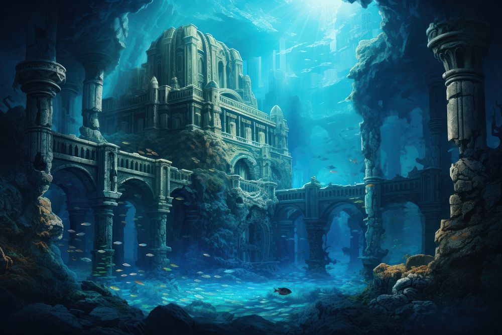 Atlantis backdrop underwater undersea outdoors. | Free Photo - rawpixel