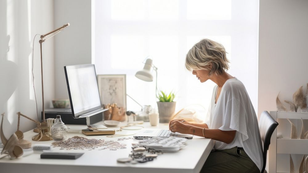 Sitting table adult woman. | Free Photo - rawpixel