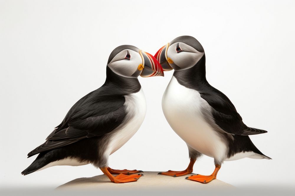 2 Puffin kissing puffin animal | Free Photo - rawpixel