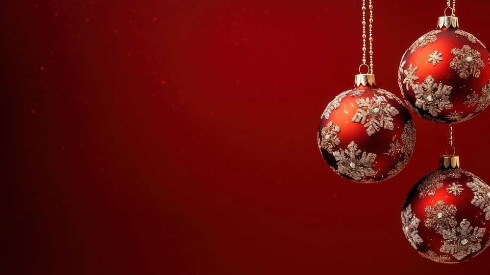 Three red Christmas ornaments snowflake | Free Photo - rawpixel