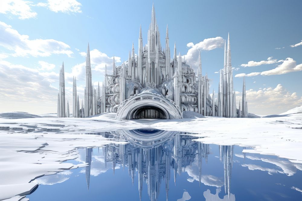 Future chorme castle architecture landscape | Premium Photo - rawpixel