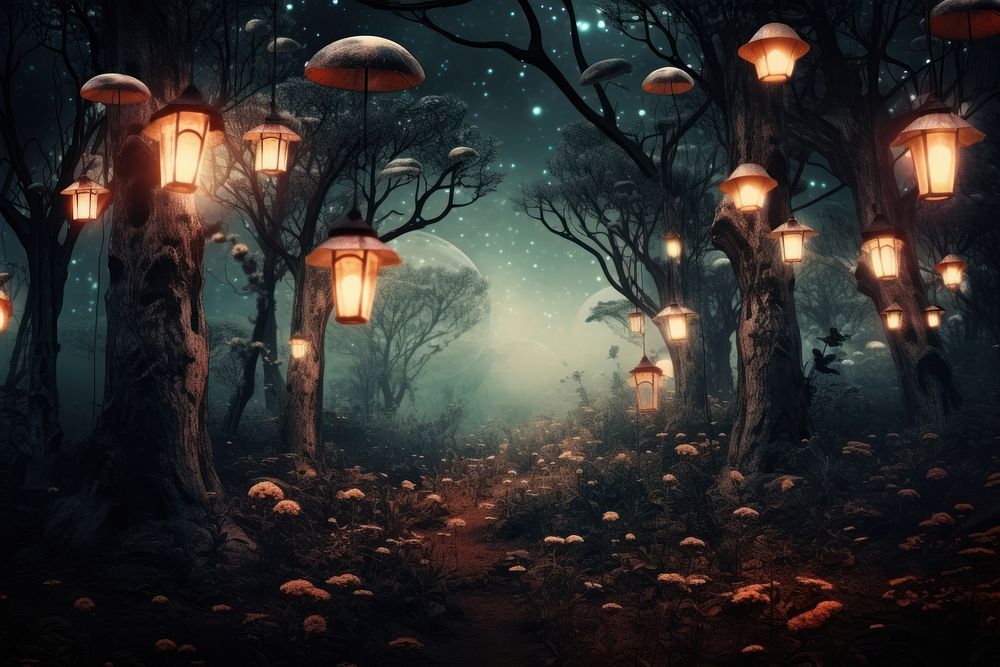 Eleven enchanted forest outdoors lighting | Free Photo - rawpixel