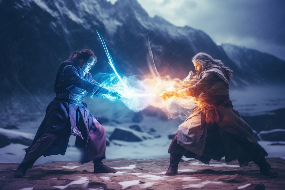 Mages mountain fighting adult. AI | Free Photo - rawpixel