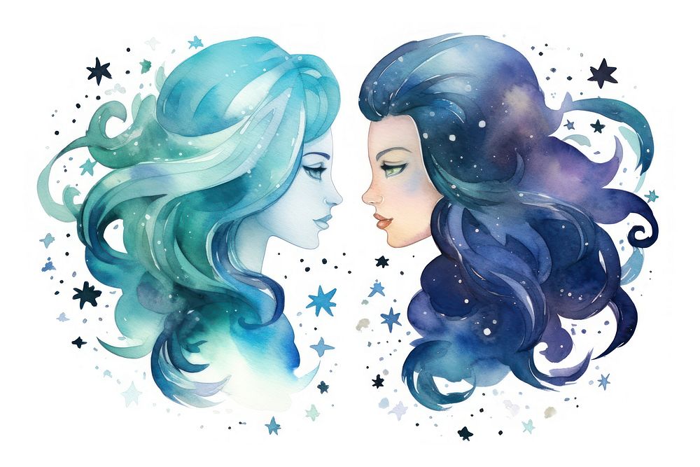 Cute gemini astrological sign adult | Free Photo Illustration - rawpixel