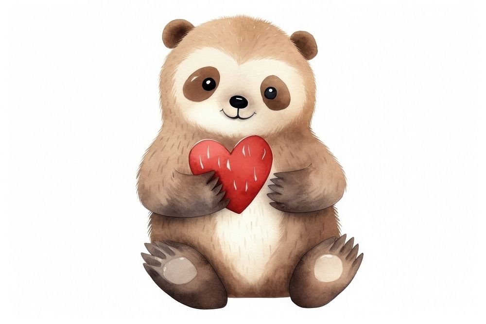 Cute sloth holding heart cartoon | Free Photo Illustration - rawpixel