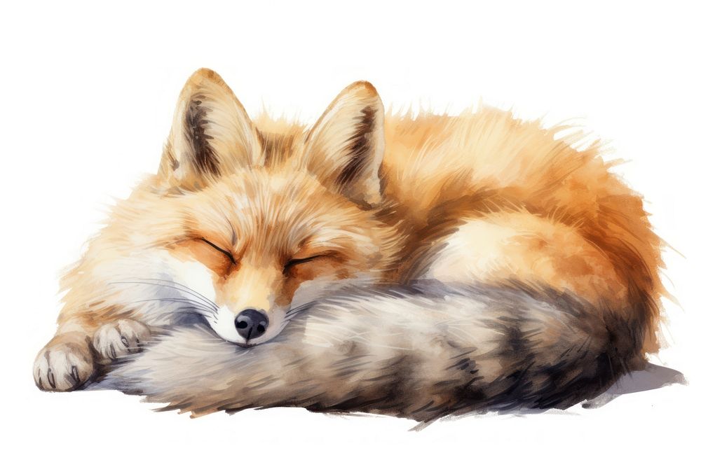 Sleepy fox drawing mammal animal. | Free Photo Illustration - rawpixel