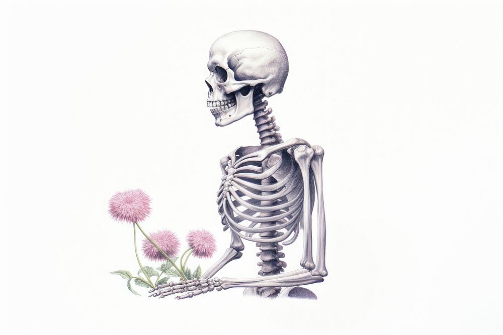Flower skeleton drawing plant. | Free Photo Illustration - rawpixel