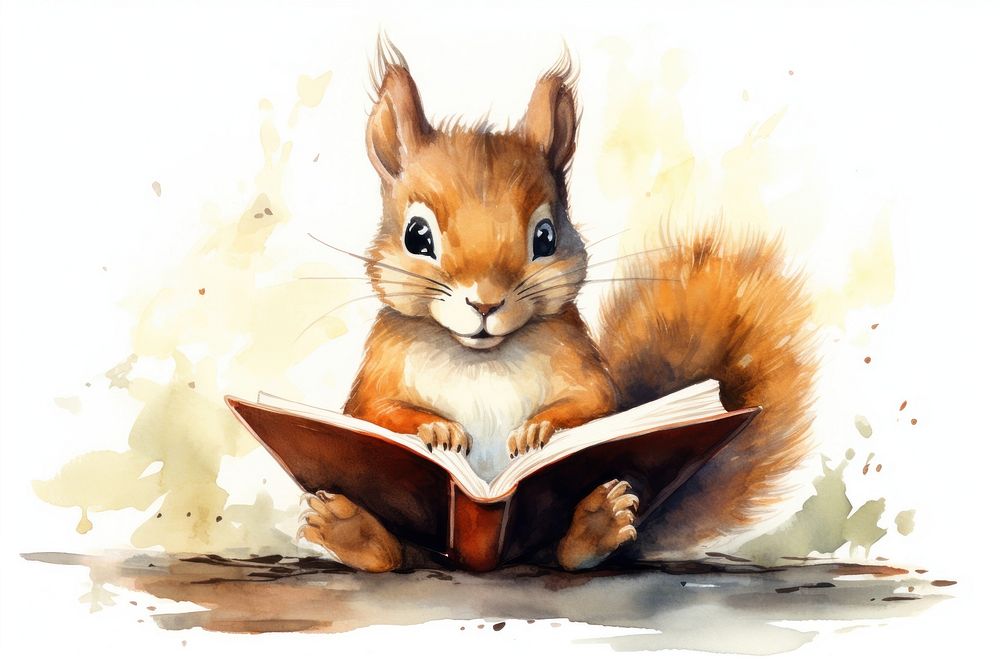 Squirrel reading book animal rodent | Premium Photo Illustration - rawpixel