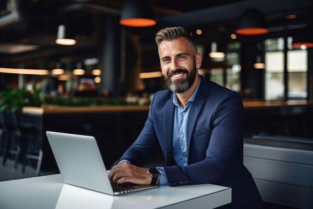 Man laptop entrepreneur computer. AI | Free Photo - rawpixel