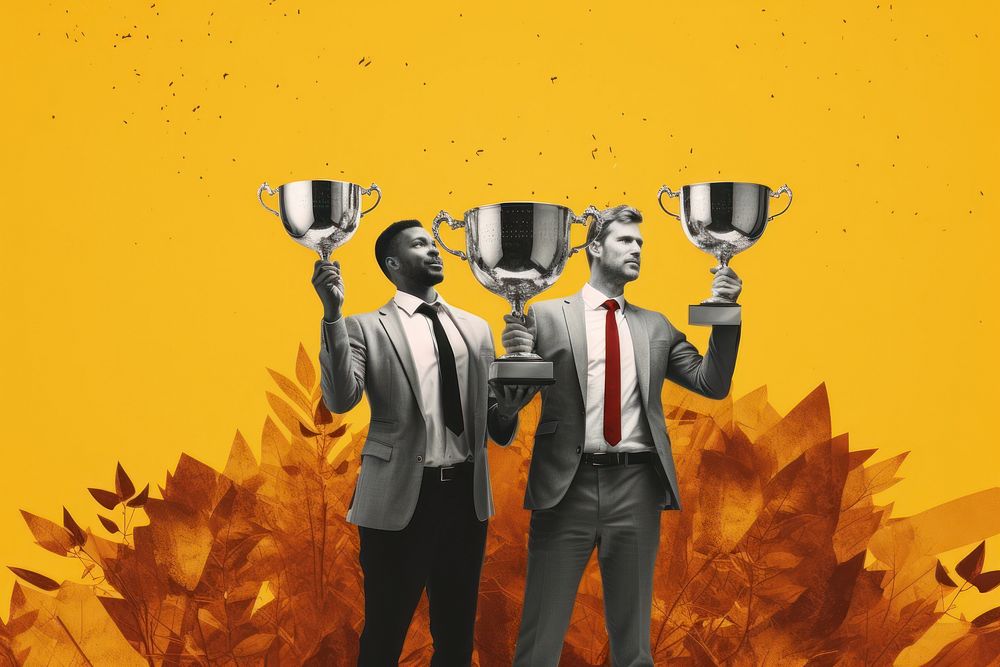 Two employees trophy adult togetherness. | Free Photo Illustration ...
