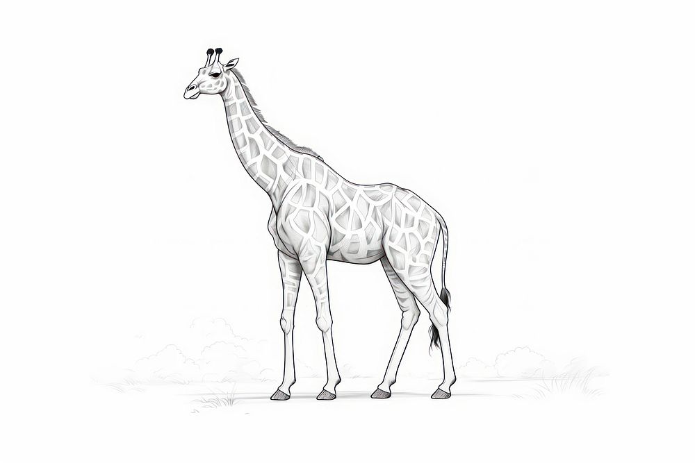 Giraffe fullbody drawing wildlife animal. | Free Photo Illustration ...