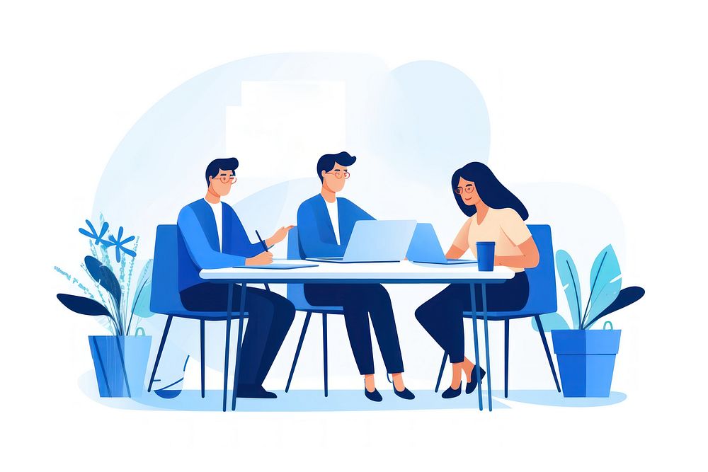 Team working conversation computer cartoon. | Premium Photo ...