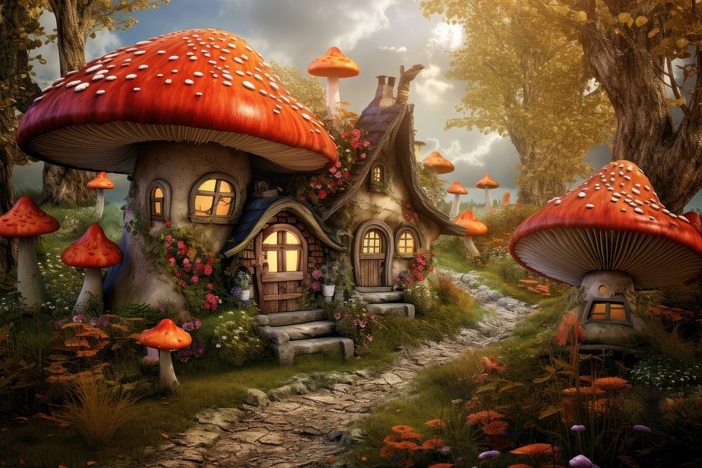 Mushroom House mushroom outdoors fungus. | Premium Photo - rawpixel
