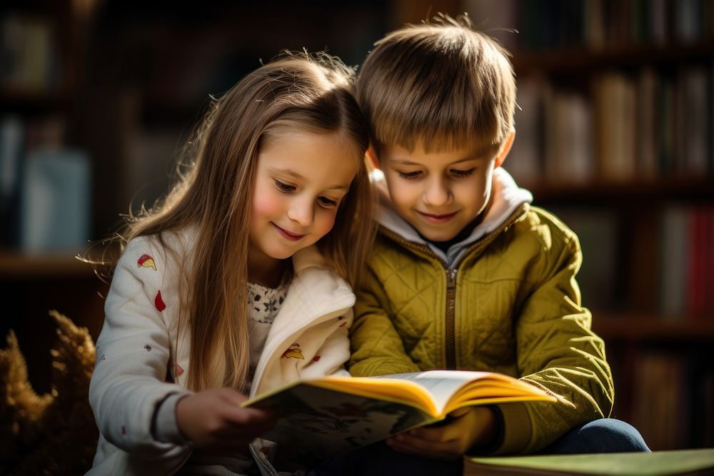 Reading publication library child. AI | Free Photo - rawpixel
