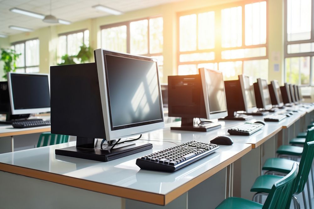 Computers furniture school table. | Free Photo - rawpixel