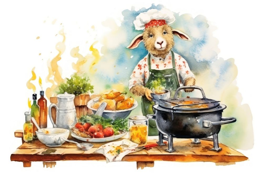Sheep cooking plate child dish. | Premium Photo Illustration - rawpixel