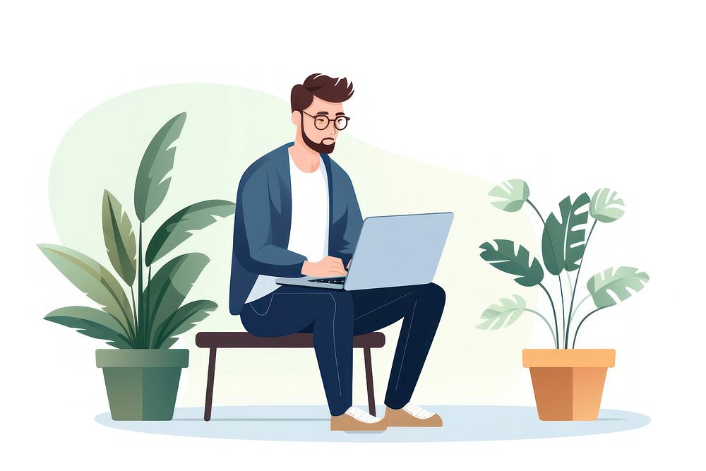 Laptop computer sitting working. AI | Free Photo Illustration - rawpixel