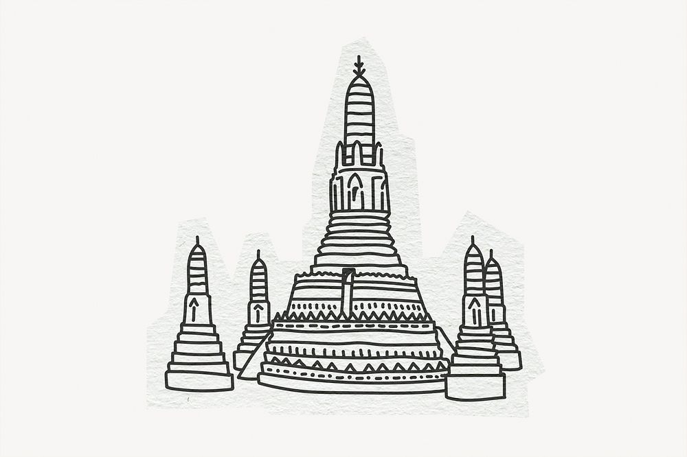 Wat Arun Ratchawararam temple, line | Free Photo Illustration - rawpixel