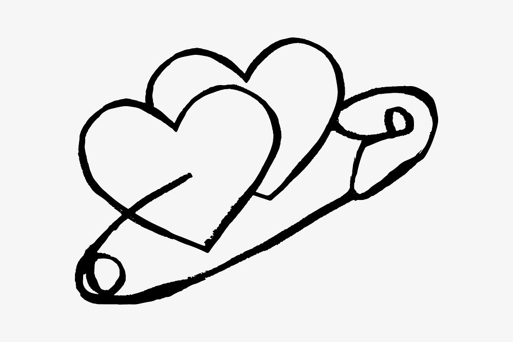 Hearts Pin Doodle Illustration Vector Free Vector Rawpixel
