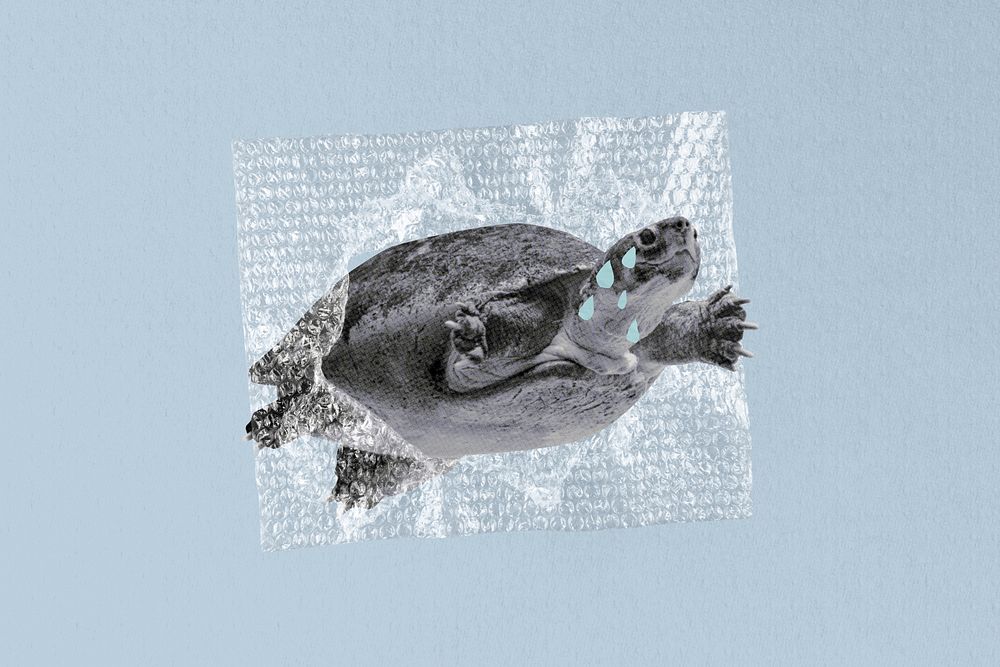 Ocean waste pollution, turtle plastic | Free Photo Illustration - rawpixel