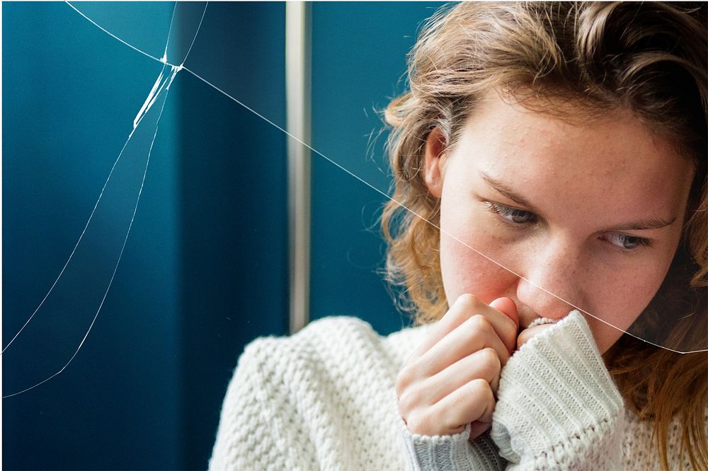Sad girl. cracked glass effect | Premium Photo - rawpixel