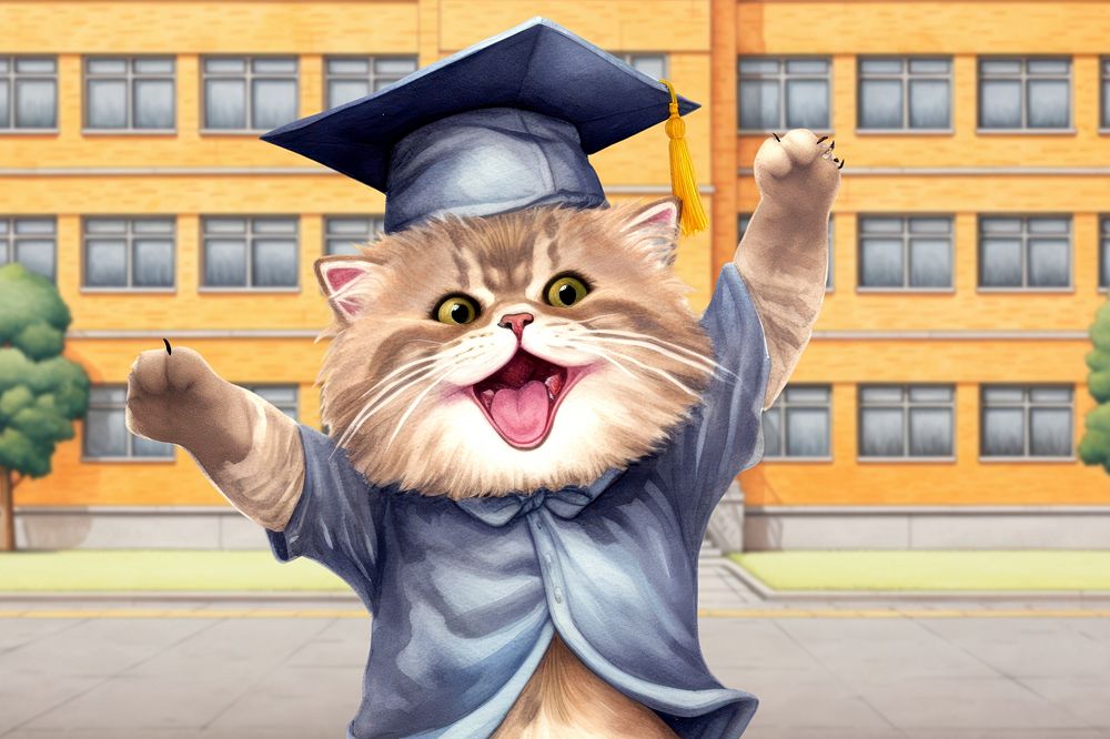 Graduate cat student, education remix | Premium Photo - rawpixel