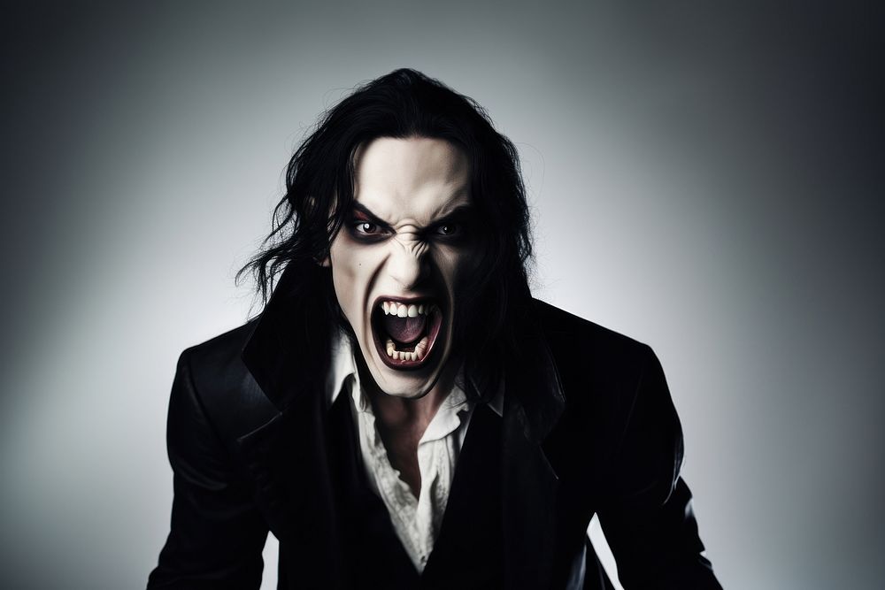 Vampire showing fangs portrait shouting | Free Photo - rawpixel