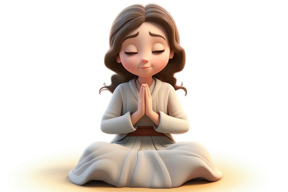 Meditation praying cartoon cross-legged. | Premium Photo Illustration ...
