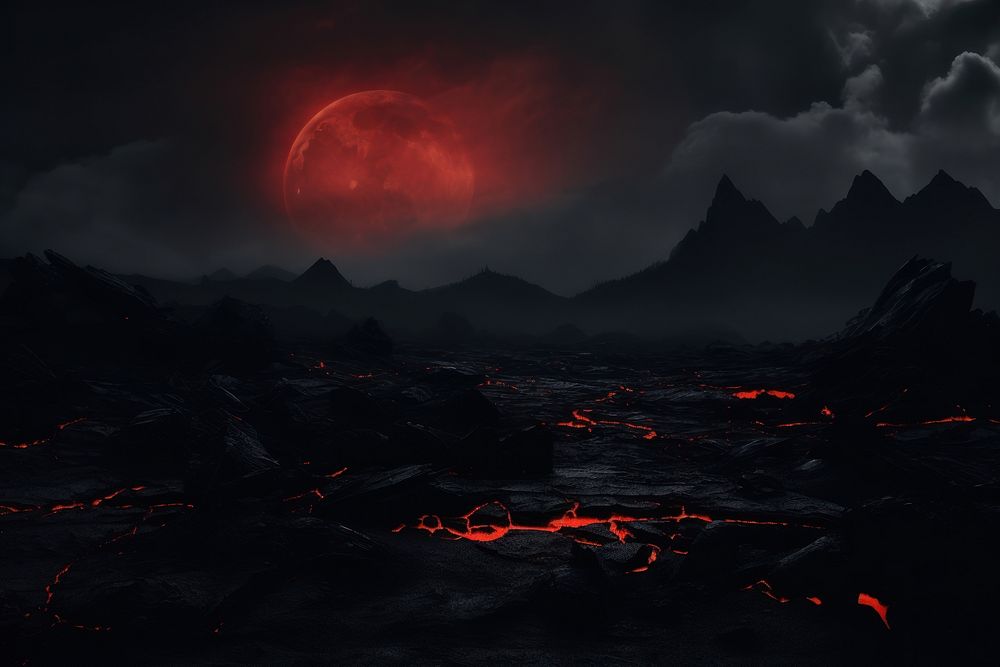 Celestial Hell landscape astronomy mountain. | Premium Photo - rawpixel