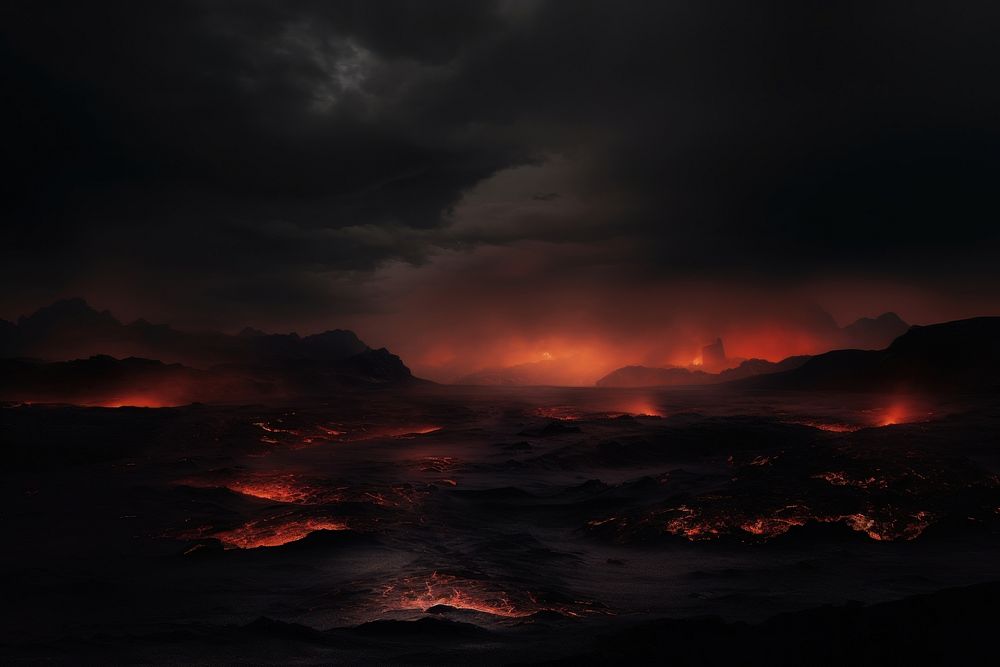 Hell landscape mountain outdoors. AI | Premium Photo - rawpixel