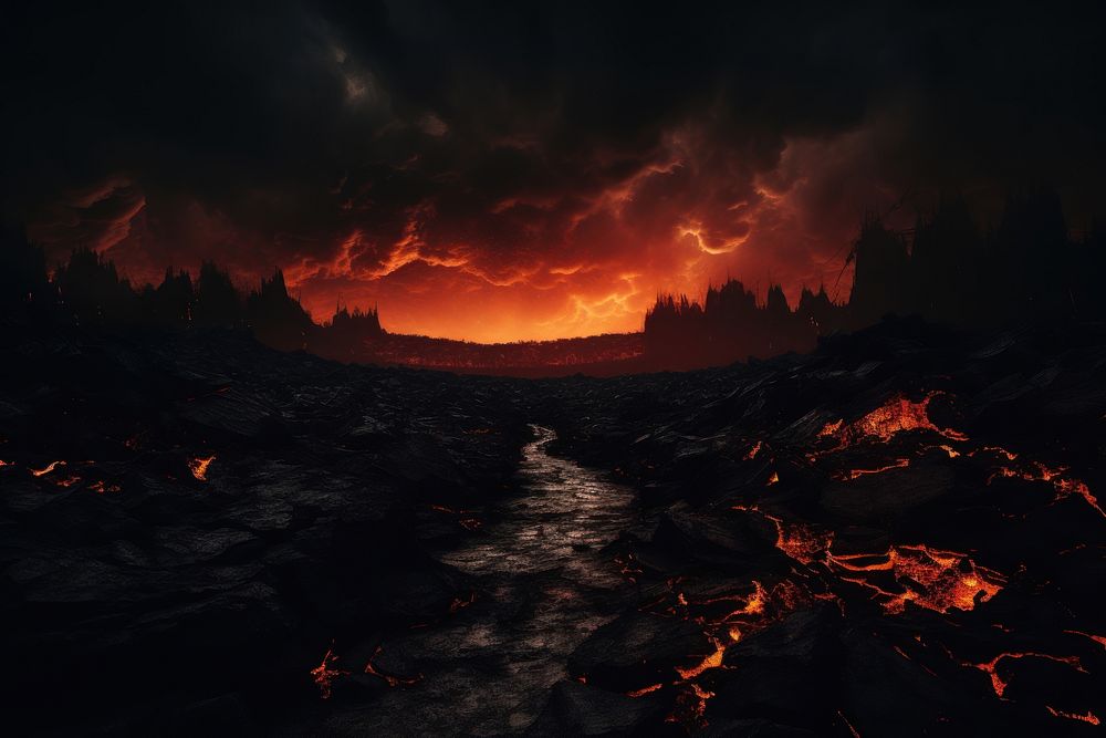 Hell landscape mountain outdoors. AI | Free Photo - rawpixel