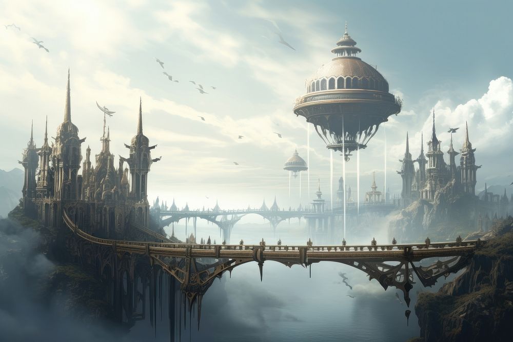 Steampunk landscape outdoors city. AI | Free Photo - rawpixel