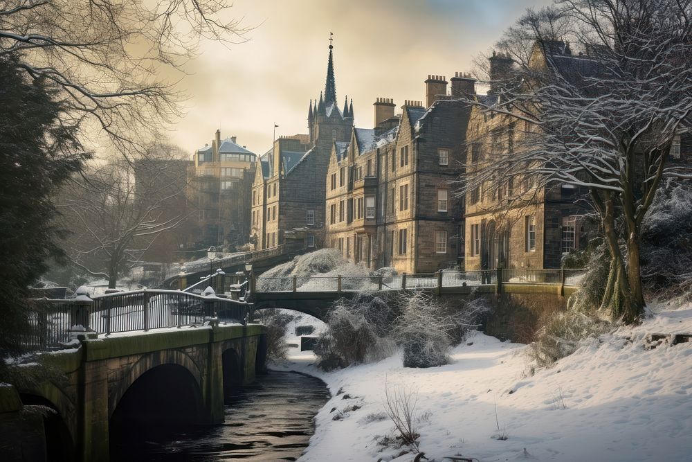 Edinburgh winter architecture building outdoors. | Premium Photo ...