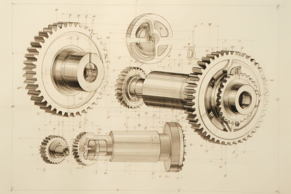 Gear gear drawing diagram. | Premium Photo Illustration - rawpixel