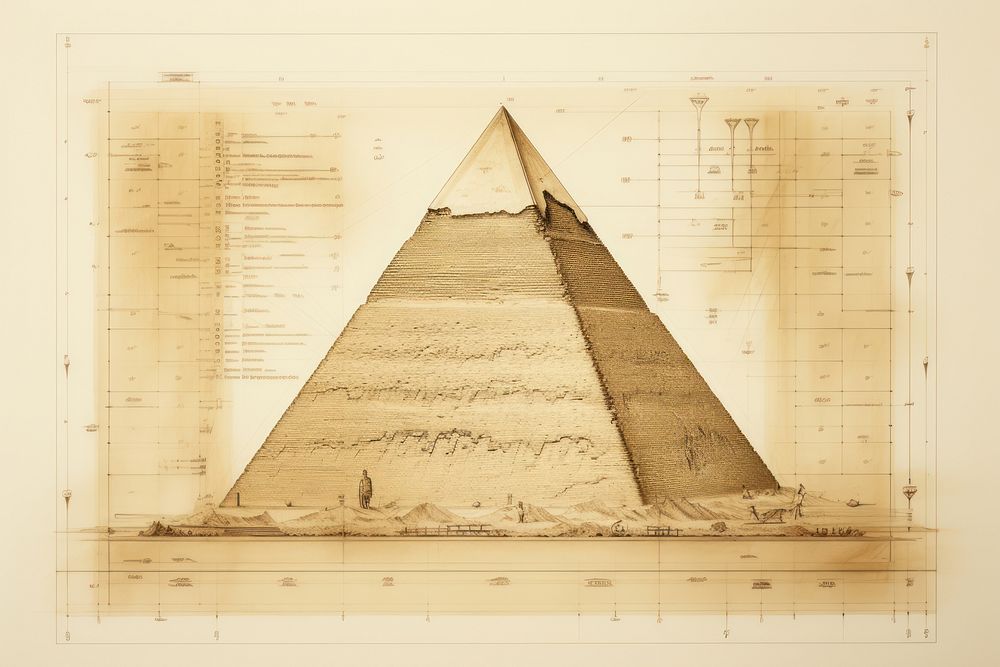 Pyramid architecture drawing archaeology | Free Photo Illustration - rawpixel