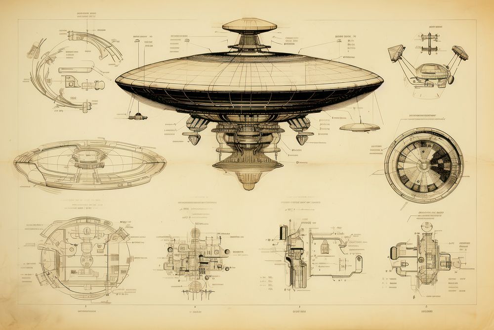 UFO drawing diagram transportation. AI | Free Photo Illustration - rawpixel