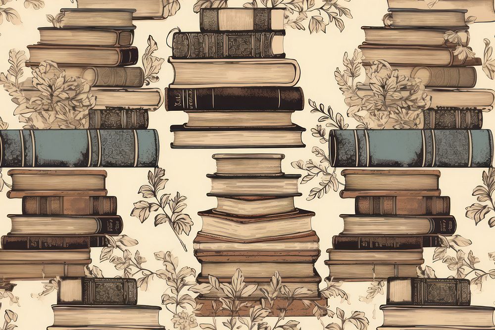 Vintage books floral wallpaper | Premium Photo Illustration - rawpixel