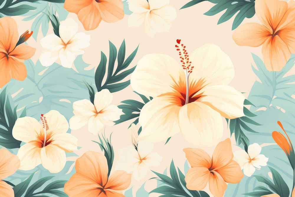 Flowers pattern backgrounds hibiscus. | Premium Photo Illustration ...