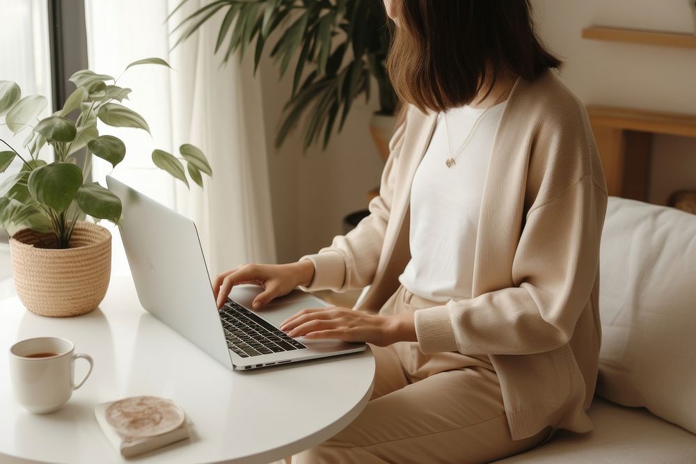 Working home computer sitting laptop. | Free Photo - rawpixel