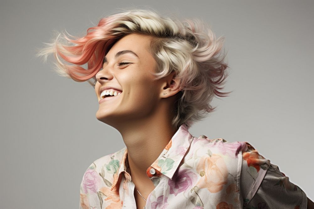 Happy trans portrait laughing adult. | Free Photo - rawpixel