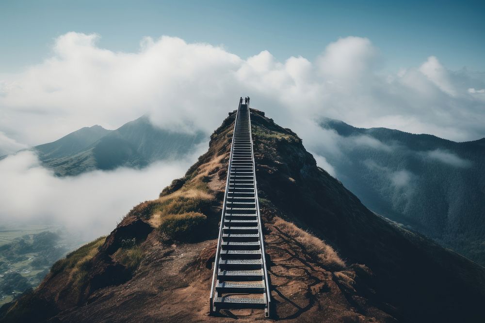 Mountain architecture landscape staircase. AI | Premium Photo - rawpixel
