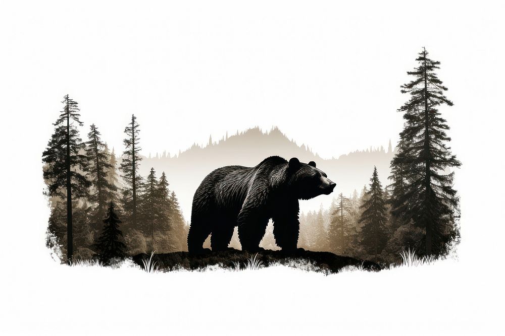 Bear tree silhouette wildlife. AI | Free Photo Illustration - rawpixel