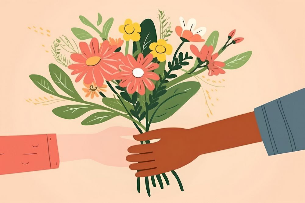 Hand cartoon flower giving. AI | Free Photo Illustration - rawpixel