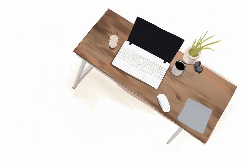 Work desk furniture computer laptop | Free Photo Illustration - rawpixel