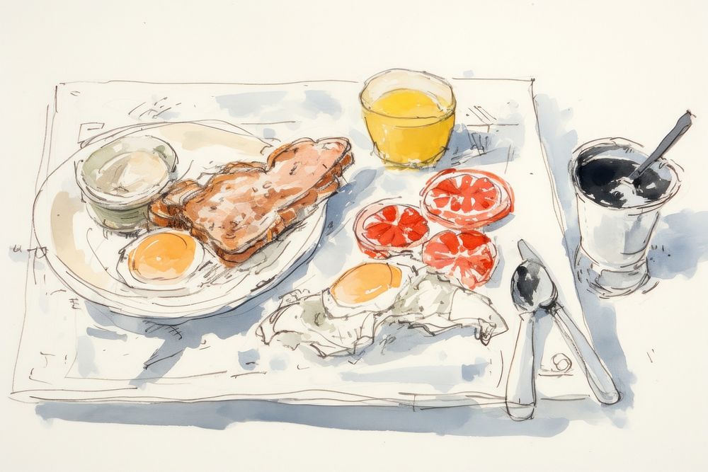 Breakfast brunch sketch plate. AI | Free Photo Illustration - rawpixel