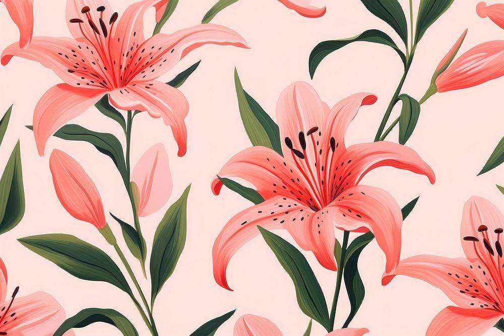 Lily backgrounds pattern flower. AI | Free Photo Illustration - rawpixel